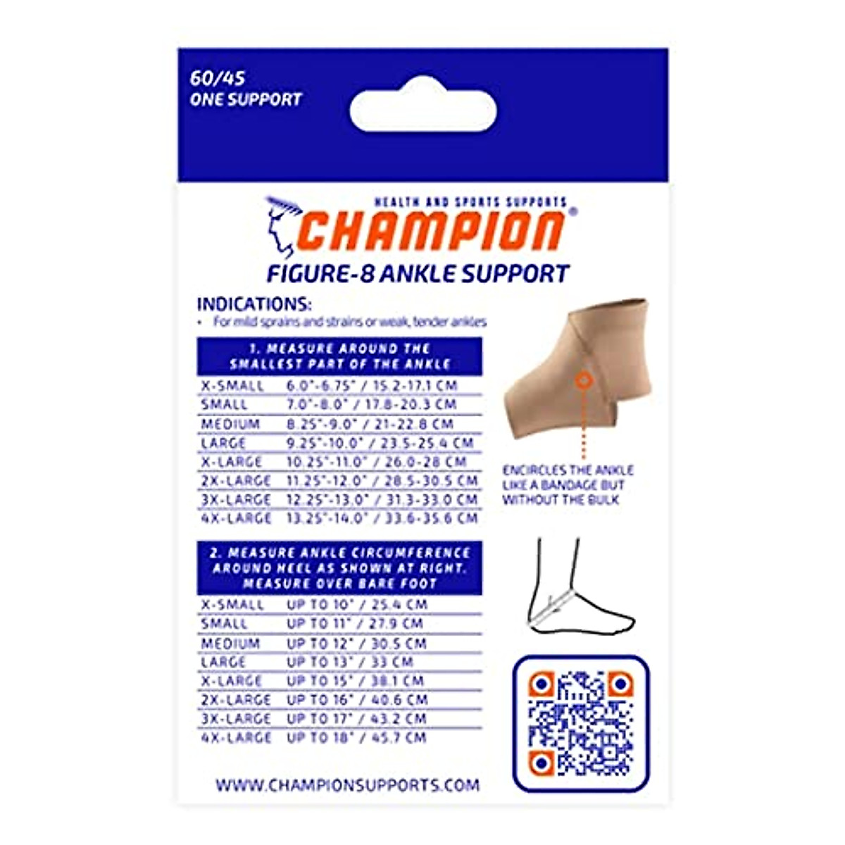 Champion Ankle Support, Figure-8 Style, Knit Elastic, Medium