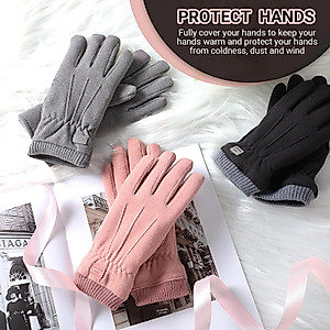 SATINIOR 3 Pairs Women's Winter Warm Touchscreen Gloves Windproof Thermal Texting Gloves Elastic Cuff Winter Gloves for Women Girls Winter Running Cycling (Black, Grey, Pink)