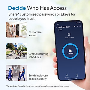 ULTRALOQ U-Bolt Smart Lock with Bridge WiFi Adaptor, 5-in-1 Keyless Entry Door Lock with WiFi, Bluetooth and Keypad, Smart Door Lock Front Door- Satin Nickel
