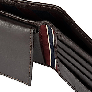 Tommy Hilfiger Men's Leather Wallet - Thin Sleek Casual Bifold with 6 Credit Card Pockets and Removable ID Window, British Brown