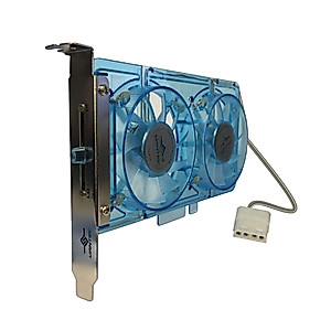 Vantec SP-FC70-BL Spectrum System Fan Card with Dual Adjustable 70mm UV LED Fans (Blue), 195x92x20mm