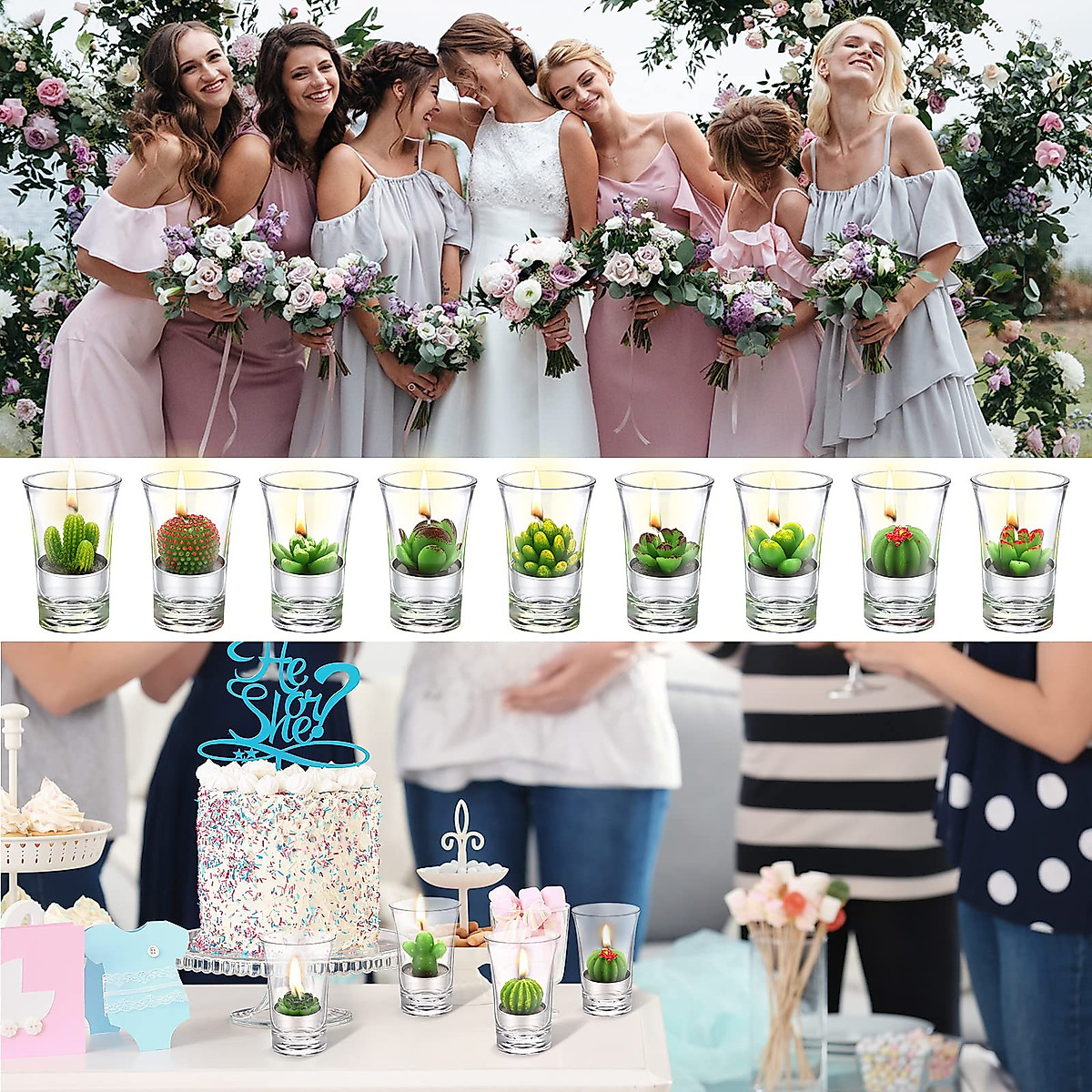 Lounsweer 72 Pcs Succulent Candles Cactus Tealight Candles Handmade Delicate Candles for Birthday Baby Shower Wedding Spa Party Favors Gifts Home Decor