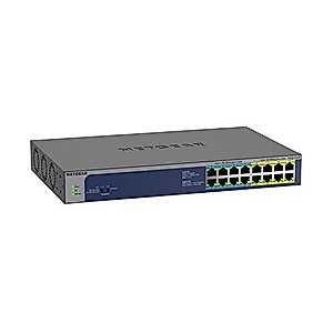NETGEAR 16-Port Gigabit Ethernet Unmanaged PoE Switch (GS516UP) - with 8 x PoE+ and 8 x PoE++ @ 380W, Desktop/Rackmount, and ProSAFE Lifetime Protection