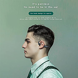 Qiopertar G-100 Bluetooth 5.0 Wireless Headphones Bone- Conduction Earphone Waterproof with Microphone Premium Sound Deep Bass for Work Home Office Bicycling Hiking Outdoor Sport