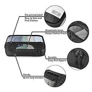 Veken 8 Set Packing Cubes for Suitcases, Travel Bag Organizers for Carry on, Luggage Organizer Bags Set for Travel Essentials Travel Accessories in 4 Sizes(Extra Large, Large, Medium, Small), Black