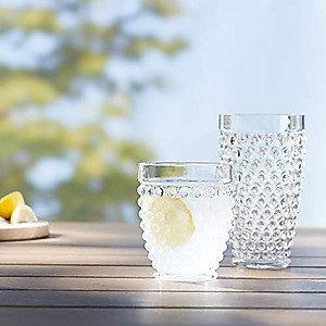 Amazon Basics 12-Piece Tritan Plastic drinkware Set - Hobnail Highball and Double Old Fashioned, 6-Pieces Each, 18oz./13oz., Clear