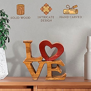 Decozen Handcrafted Solid Wood Sculpture from Daughter, Son, Husband - Ideal for Home, Mantel, Fireplace, and Foyer Decor - Tabletop Accent