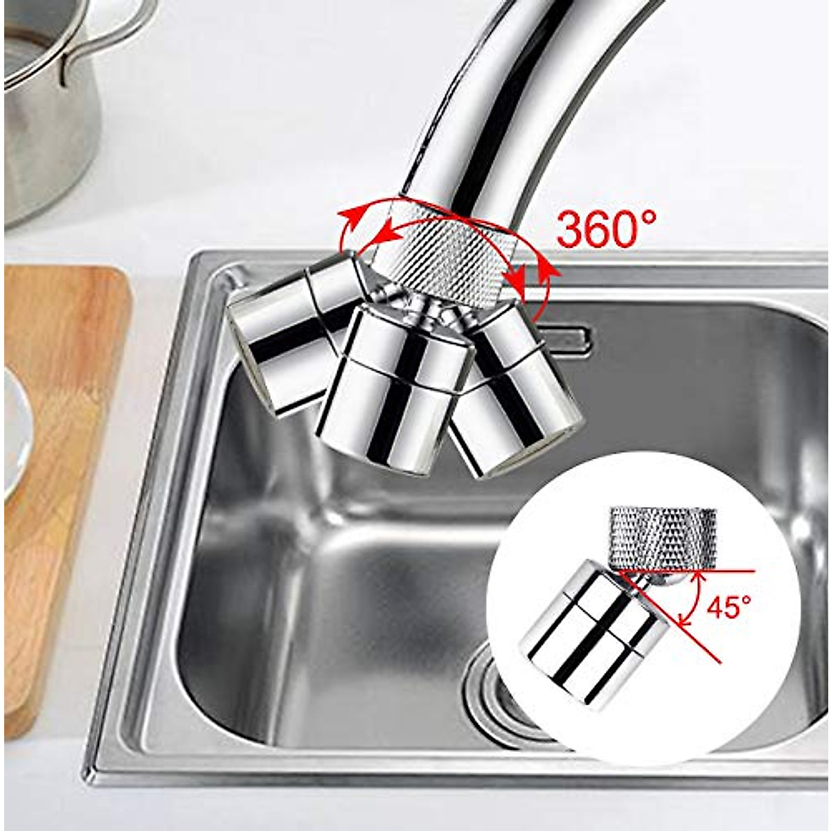 COOLWEST 2-Flow Stainless Kitchen Sink Aerator,360-Degree Swivel Faucet Aerator Dual Sprayer, with Gasket Faucet Replacement Part - 55/64 Inch-27UNS Female Thread