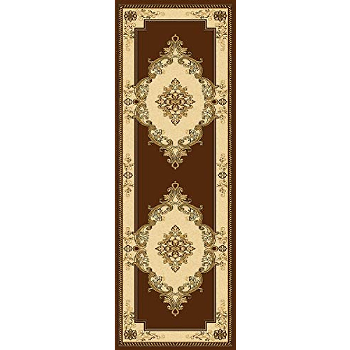 PlanetRugs Glamour Design 206 3D Hand Carved Traditional Rug Oriental Floral 7'9''x10'8'' Brown Chocolate