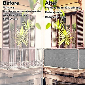 2'6" x 15' Grey Fence Screen Balcony Privacy Screen Shade Netting Mesh Cloth with Grommets for Apartment, Patio, Backyard, Porch, Railing - Customized Size