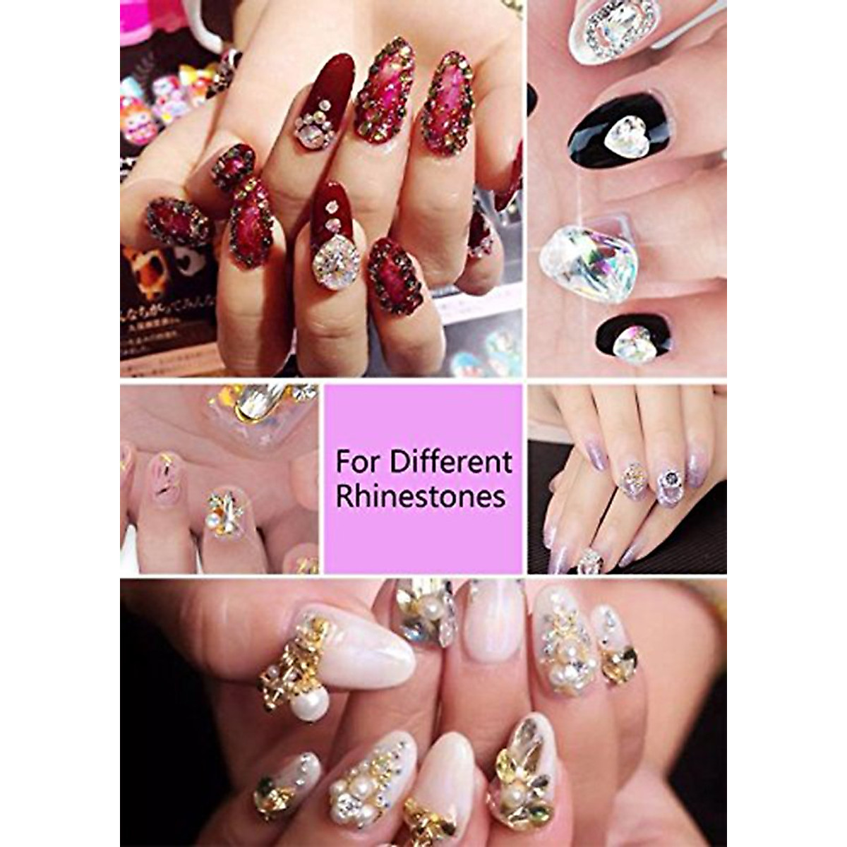 Minejin Nail Art Rhinestone Glue Gem Super Sticky Jewelry 8ml Gel Diamond Polish Decoration With Pen Tools UV Light Cured Needed 2Box
