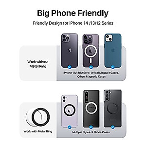 andobil Magnetic Phone Grip (Upgrade) for Magsafe, [Strongest Magnet Power] Phone Ring Holder Dual-Sided Magnet Compatible with Magsafe Series iPhone 14 13 12 Pro max, All Phones and Cases, Black