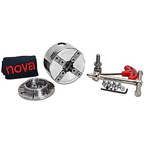 NOVA 48293 PREMIER PRO-TEK G3 CHUCK Bundle with 2" PRO-TEK Jaw Set, JSPIN 1" Pin Jaw Set, JS100N 4" Bowl Jaw Set, Woodworm Screw & Storage Case. 1"x 8 TPI Only (Does Not Use Inserts)