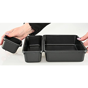 HOME-X Connecting Organizer Trays, Set of Interlocking Adjustable Trays for Organizing Office Supplies and Kitchen Utensil Drawers, Set of 8, 3 Sizes, Black