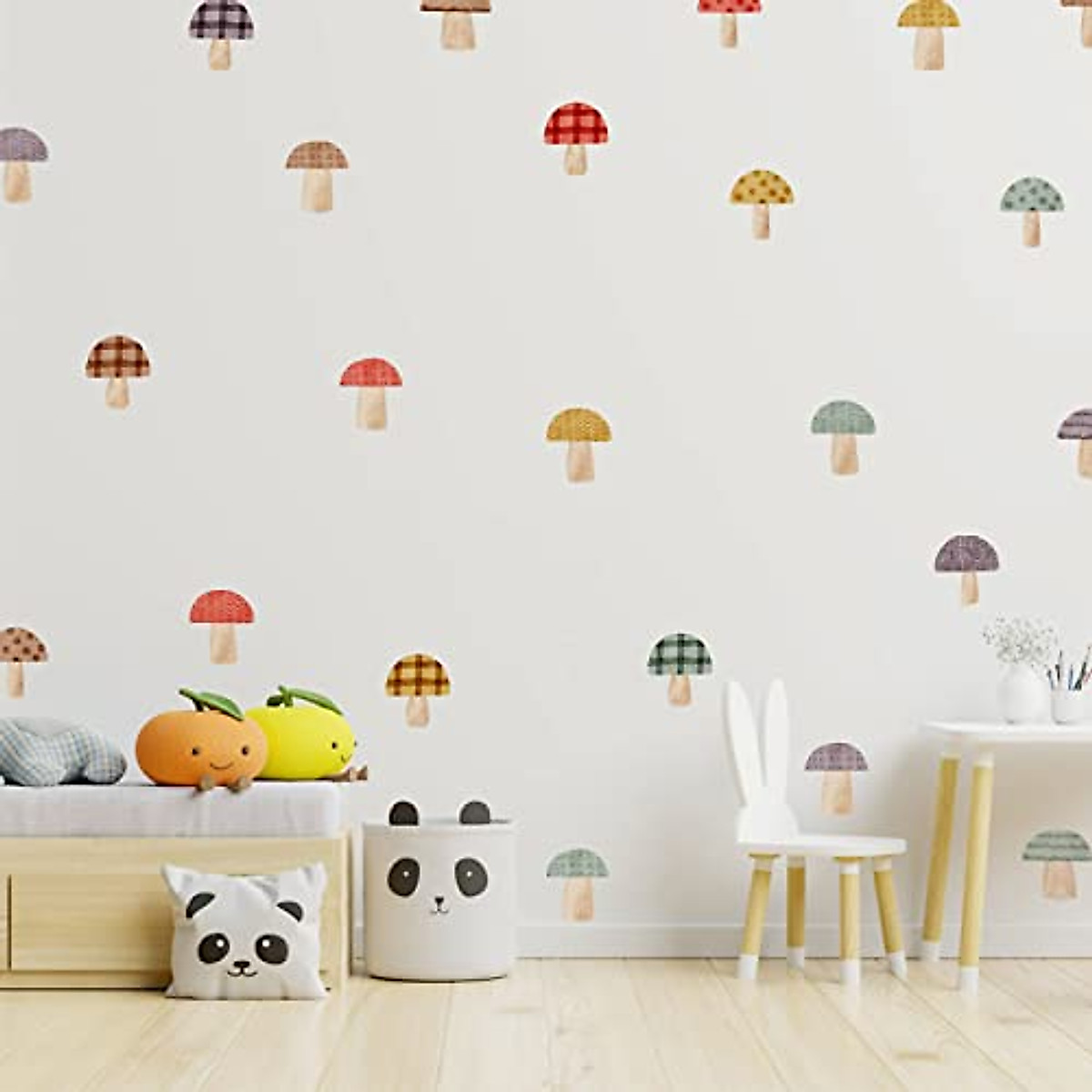 Watercolor Mushroom Decor Retro Room Wall Decals Peel and Stick Vinyl Wall Stickers Room Wall Art Decals for Kids Nursery Baby Room Bedroom Wall Decor
