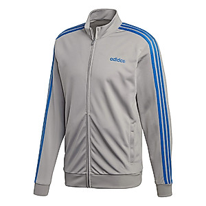 adidas Men's Essentials 3-stripes Tricot Track Jacket, MGH Solid Grey/Glory Blue, S