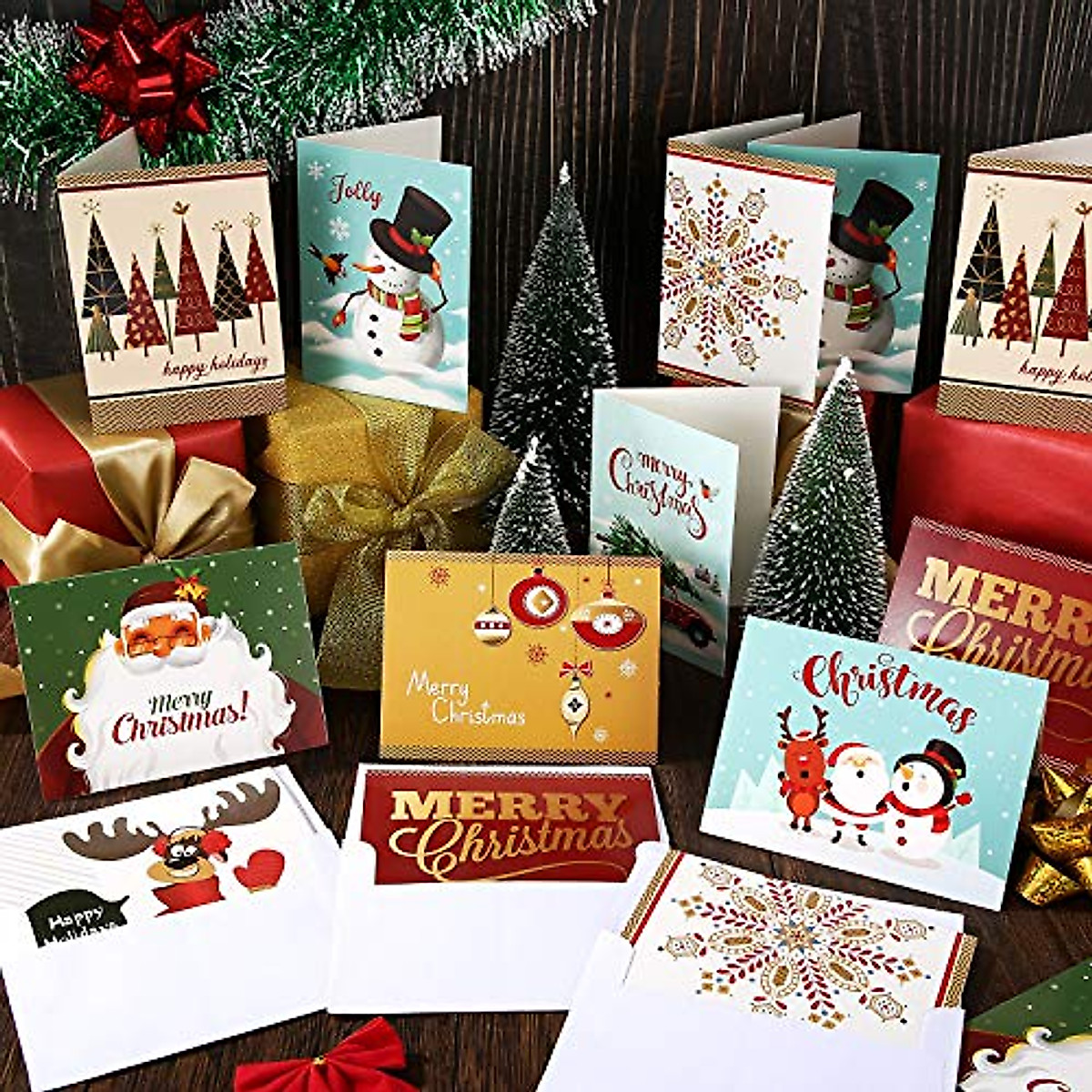 Outus Set of 36 Christmas Greeting Cards with Envelopes, 9 Merry Christmas Designs Note Cards Christmas Cards Assortment