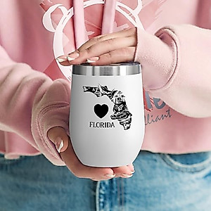 Customized Florida Gift,Florida Coffee Mug 12oz Wine with Lid 18/8 Stainless Steel Cup,Unique Oliday Travel Supplies