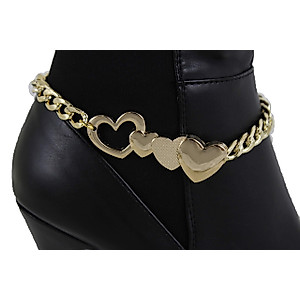 Trendy Fashion Jewelry TFJ Women Western Boot Chains Metal Bling Bracelet Long Narrow Plate Anklet High Heel Charm Gold