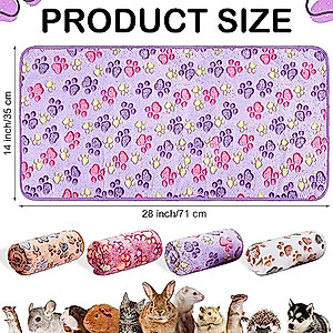 Newwiee 12 Pcs Bulk Waterproof Guinea Pig Blankets Small Animal Flannel Throw Bedding Absorbent Guinea Pig Cage Liners PET Pee Pad Sleep Mat Pad Cover for Hamster Rabbit Puppy (Paw,14'' x 28'')