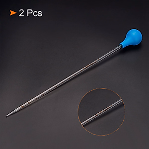 PATIKIL Graduated Dropper Pipettes Kit, 2pcs 0.5ml Borosilicate Glass Pipette with Rubber Cap for Transfer Liquid for Lab, Chemistry, Clear