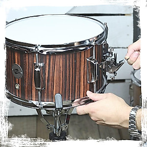 GRIFFIN Firecracker Snare Drum | Acoustic Popcorn 10" x 6" Poplar Mini Wood Shell & Black Hickory PVC | Concert Marching Percussion Musical Instrument with Deluxe Snare Throw Off, Drummers Key & Head