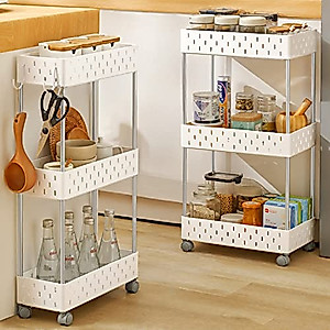 POCHY Multipurpose Storage Trolley Cart Serving Trolley Cart Utility Cart rolling storage trolley multifunctional serving trolley roll shelf for living room kitchen Office storage trolley for fruit ve