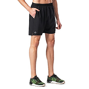 NAVISKIN Men's 5 inch Running Shorts Lightweight Quick Dry Workout Shorts Zipper Pocket Black Size L