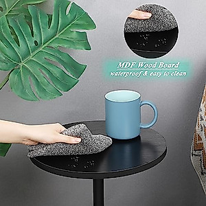 smusei Black Side Table for Small Spaces Round End Table with Marble Base Small Pedestal Table Drink Table for Sofa Couch Chair Patio, Black