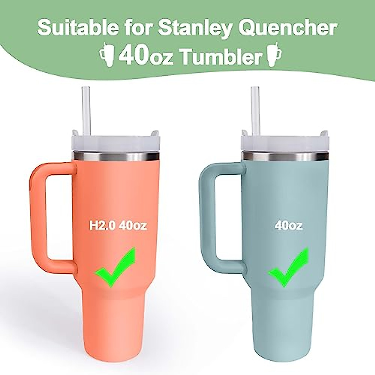 AIERSA 2Pcs Lid Replacement 40oz for Stanley Quencher Cup 40 oz Tumbler with Handle, Cup Lid for Stanley Cup Accessories