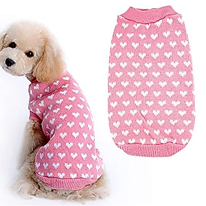 HonpraD Dog Sweater Plaid Winter Clothes Cat Pet Sweater Cute Heart Pattern Dog Clothes Pet Supplies Winter Girl