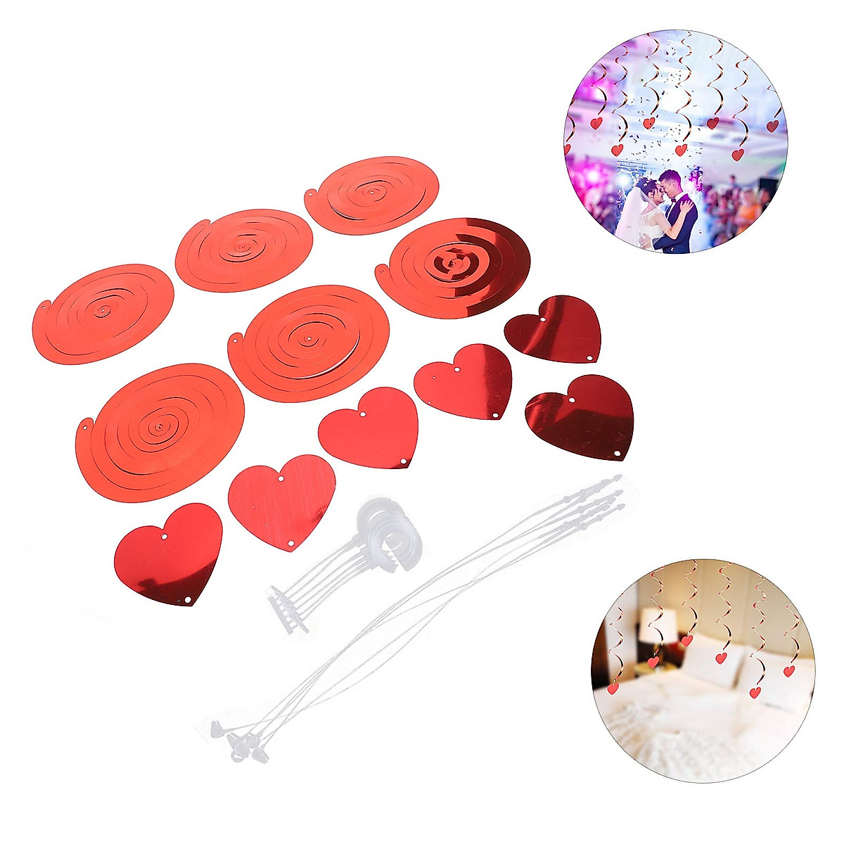 Denkerm Heart Confetti, Heart Shape Hanging Heart Swirls, Reusable Romantic for Decorations Party Supplies Home Party Wedding