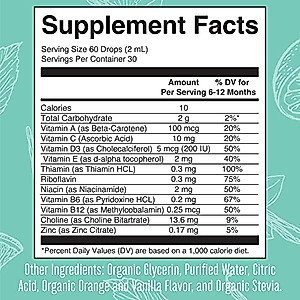 Multivitamin & Multimineral for Infants by MaryRuth's | USDA Organic | Sugar Free | Liquid Vitamins for Babies 6-12 Months | Immune Support & Overall Wellness | Vegan | Non-GMO | 2 Fl Oz