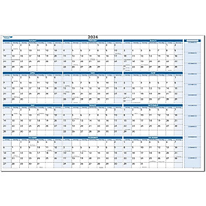 Sky Blue 2024 Dry-Erasable Wall Calendars 24 x 36 - MA (2024) - 24H36BM - with next year planning area