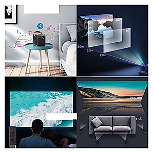 Full HD DLP Projector 700 ANSI Lumens Home Theater 1080P Support Battery Android TV System with Google Service ( Color : Add Wall Mount )