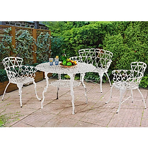 Westcharm White Cast Aluminum 2-Person Bench for Outdoor Garden Patio Yard Park Lawn with White Heart | Antique Victorian Dining Loveseat