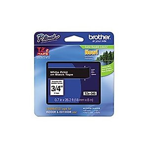 Brother Part# TZe-345 Label Tape (OEM) 3/4" White on Black