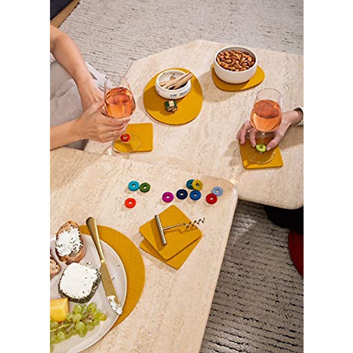 Graf Lantz Wine-Ote's Wine Glass Identifier - 7 Piece - Round 100% Merino Wool - Eliminate Unknown Glass Syndrome - Joy