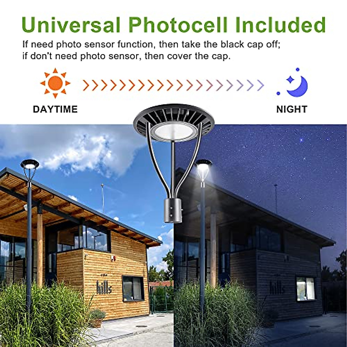 LED Circular Post Top Pole Lights 100W, Photocell Optional, 13000LM (500W Equiv.) LED Garden Area Lights for Pathway School Street Light