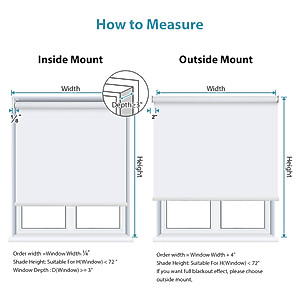 SUNFREE Blackout Roller Shades for Windows,58" W x 72" H, White,Pull Down Shades for Windows with Chain Cord, Roller Blinds for Living Room, UV Protection Room Darkening Shades Door Blinds
