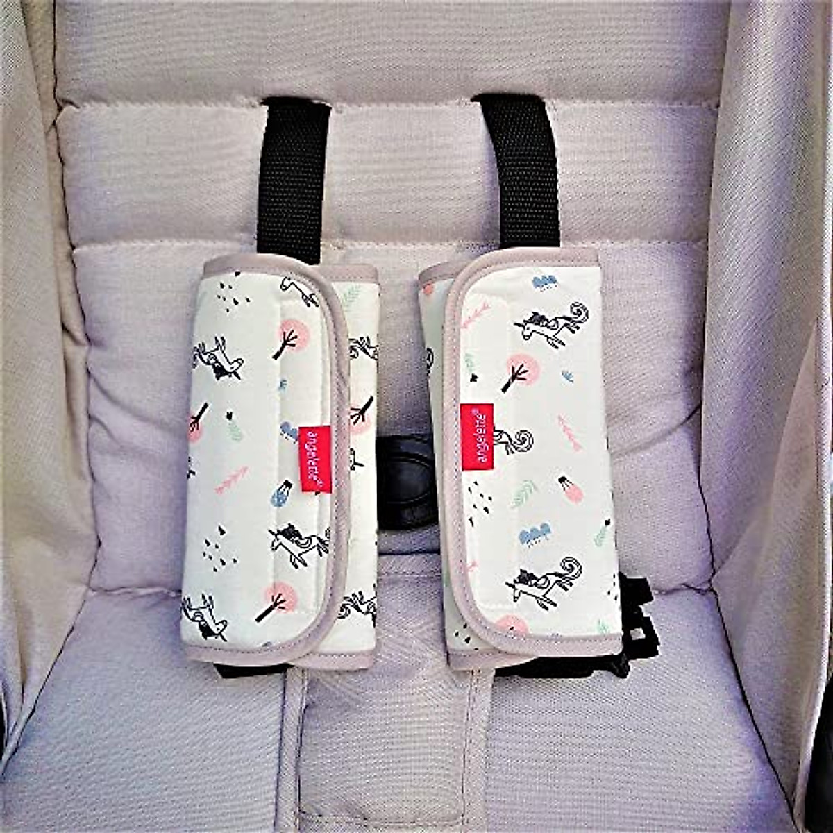 【angelette】Baby Carrier Reversible Sucking Pads/Car Seat Strap Covers/Stroller Belt Covers/Drool Pads/Teething Pads (Unicorn)