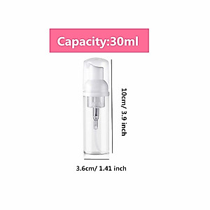 30ml Empty Refillable Clear Plastic Foamer Pump Bottle, Travel Foam Dispenser Liquid Soap Container for Cosmetic Makeup, Kitchen, Shampoo, Bathroom Countertops (3 Pack)