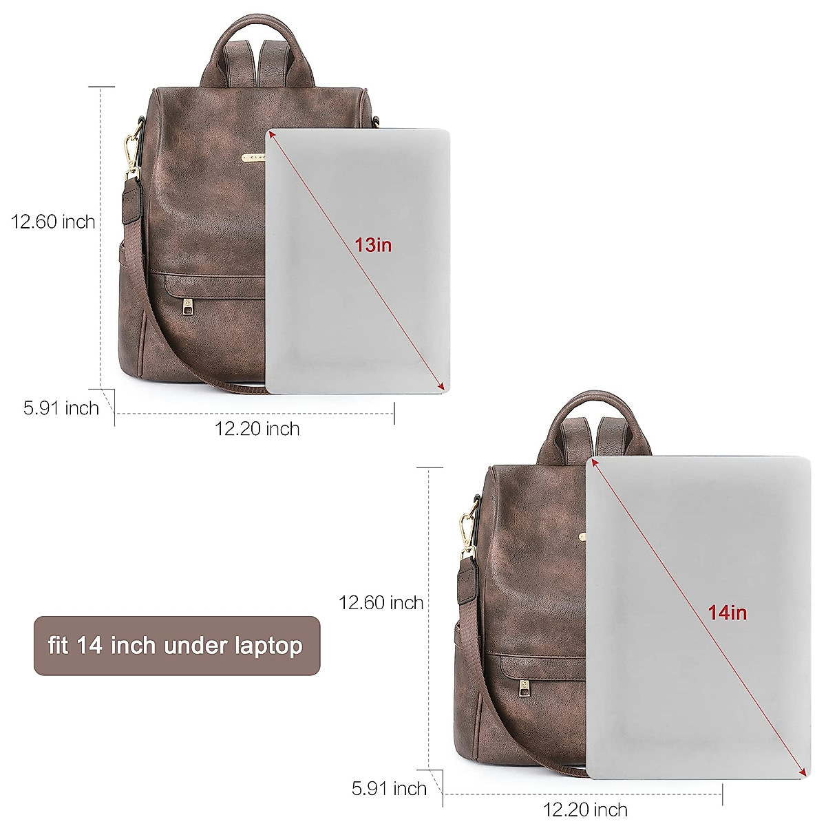 CLUCI Backpack Purse for Women + Small Crossbody Bag