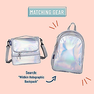 Wildkin Two Compartment Insulated Lunch Bag for Boys & Girls, Perfect for Early Elementary Lunch Box Bag, Ideal Size for Packing Hot or Cold Snacks for School & Travel Lunch Bags (Holographic)