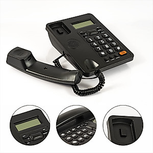 Upgraded Telephone Corded Phone Dual Interface Wired Telephone Big Button Landline Phones with Caller ID Suitable for Office,Front Desk,Home,Hotel,Seniors,House Corded Landline Desktop (Black 1)