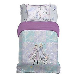Franco Disney's Frozen 2 Kids Bedding Super Soft Premium Organic Cotton Quilt Coverlet with Sham, 3 Piece Full/Queen Size, (Officially Licensed Product)