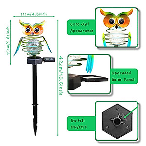 Solar Garden Lights Outdoor, Solar Owl Lights Waterproof Decor, Garden Stake Lights Solar Powered Crackle Glass Globe Lights Outdoor Warm White Owl LED Lights for Yard Lawn Patio Pathway Walkway