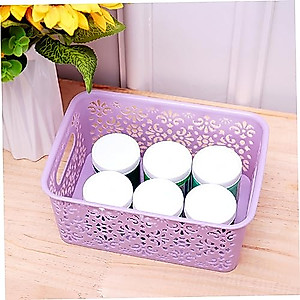 EXCEART 3pcs box Retro Container Household Socks Organizing Basket Purple Delicate Papers Pattern Cabinet Storage Towels Bedroom Portable Organizers with S Lids for Drawer Cosmetics