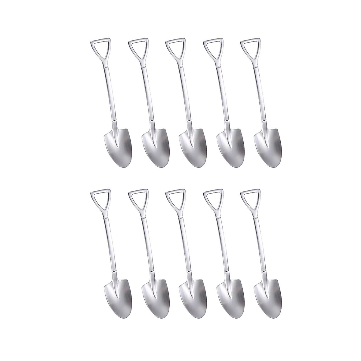 Smilesunus 10 Pcs Mini Shovel Spoons Dessert Spoons Stainless Steel Ice Cream Yogurt Spoons