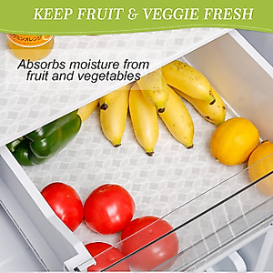 Cooyes Refrigerator Liners, Non-Slip Fridge Liners Washable, Absorbent Refrigerator Shelf Liner for Kitchen Cabinets, Non-Adhesive Refrigerator Mats Fridge bin Liners 12" x 24", 6Pcs